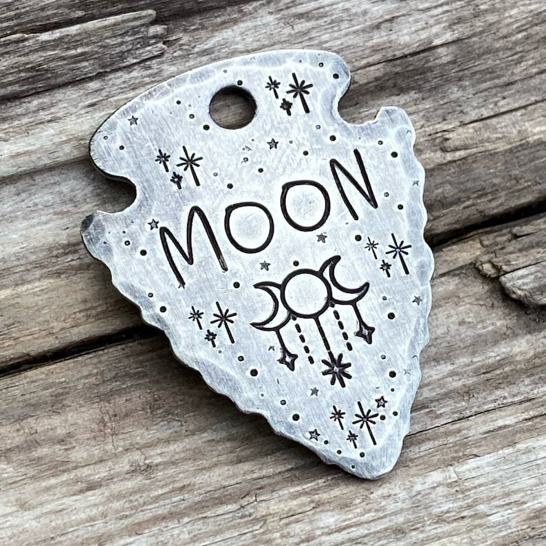 Moon Phase Dog Tag, Arrowhead Dog Tag, Dog Tag for Dogs, Moon and Stars ...