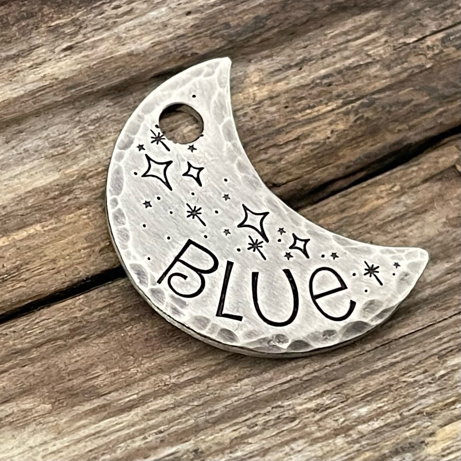 Moon Dog Tag Dog Tag for Dogs Stardust Moon Hand Stamped - Etsy