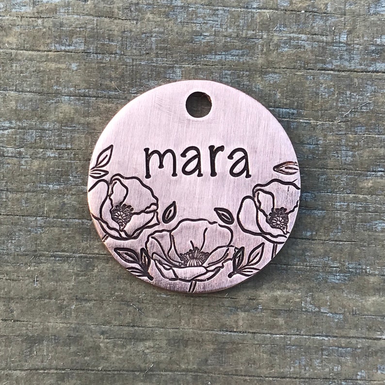 Forever Poppies Poppy Hand Stamped Pet ID Tag Floral Pet - Etsy