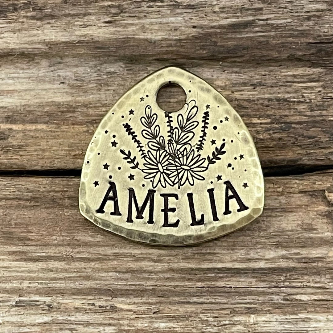 Dog Tag for Dogs, Dog Tags, Flower Dog Tag, Personalized Pet ID, Custom ...