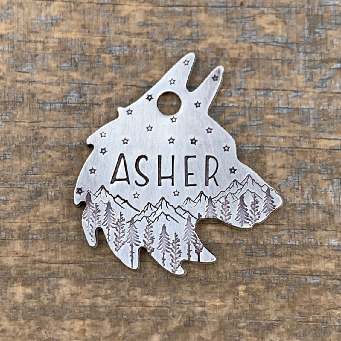 Wolf Dog Tag Dog Tag for Dogs Hand Stamped Dog Tag - Etsy