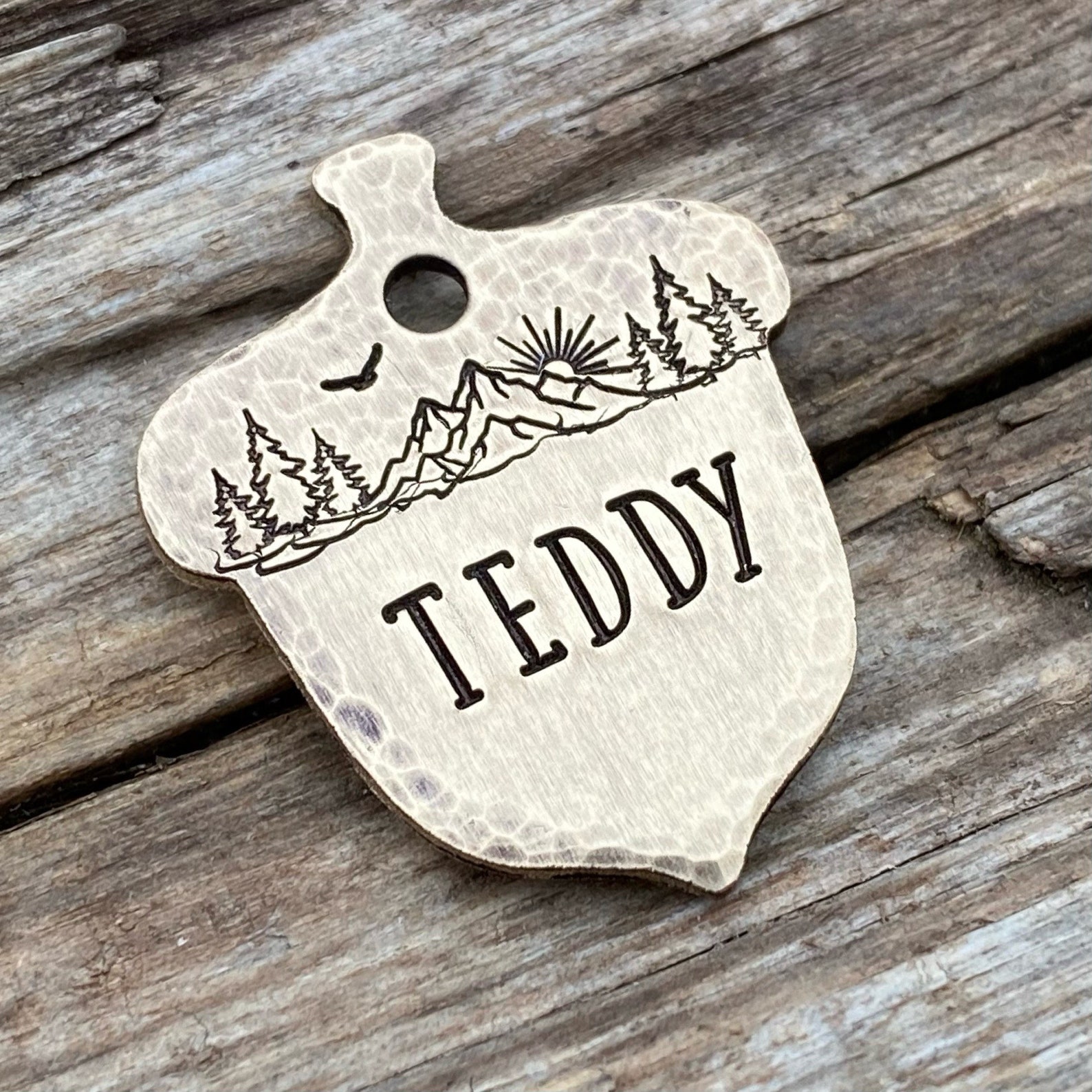 Mount Acorn Personalized Dog Tag - Custom Pet ID Tag - Acorn Shape With ...