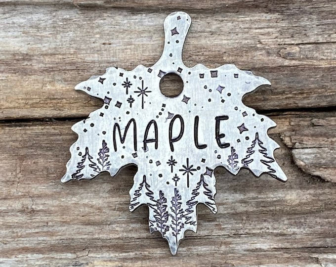 Pet Id Tag, Dog Tag, Dog Tags for Dogs, Maple Leaf, Twilight Maple ...