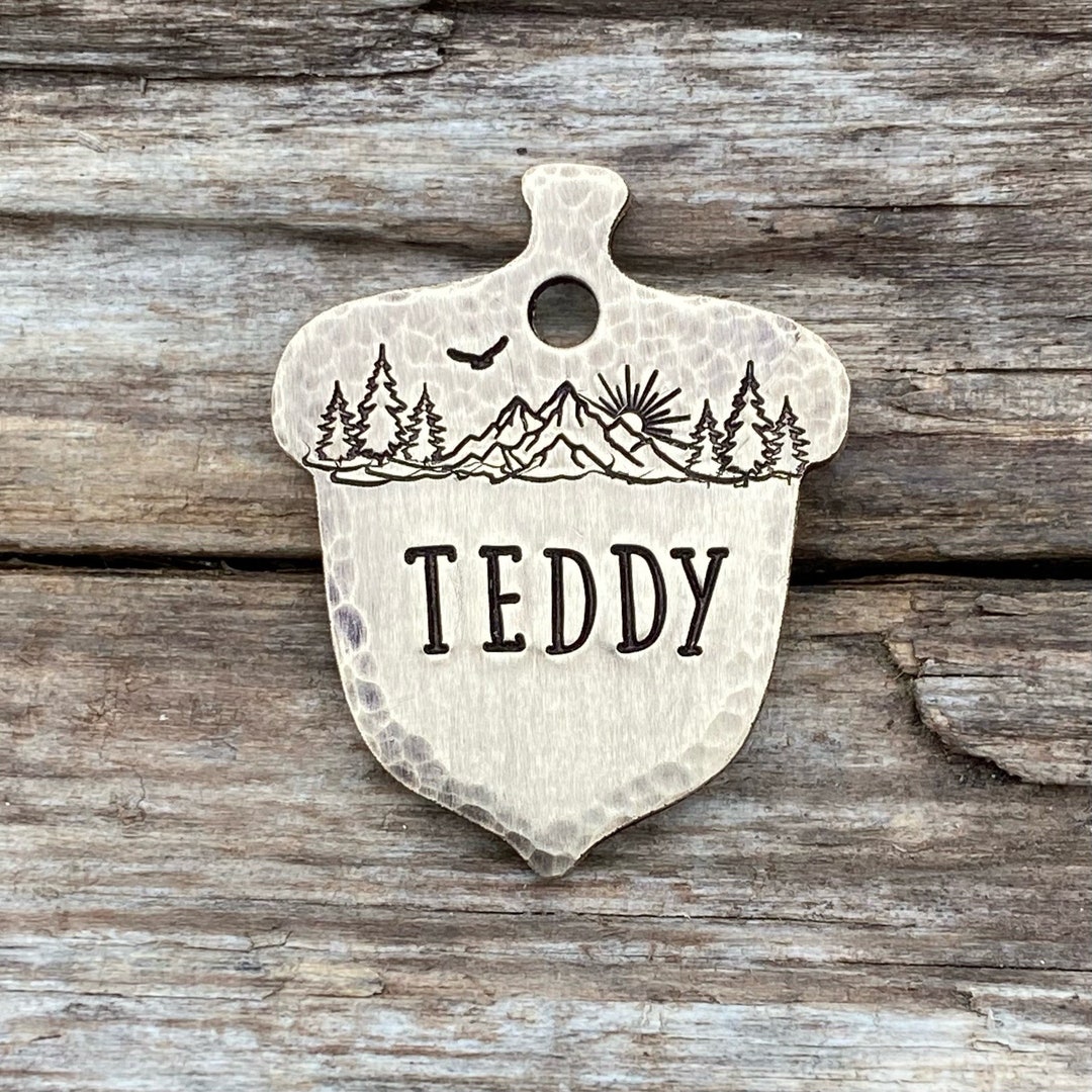 Mount Acorn Personalized Dog Tag - Custom Pet ID Tag - Acorn Shape With ...
