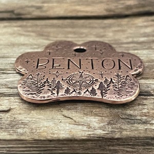 Pet Id Tag, Dog Tag for LARGE Dogs, Trees, Stars, Paw Shaped Dog Tag ...