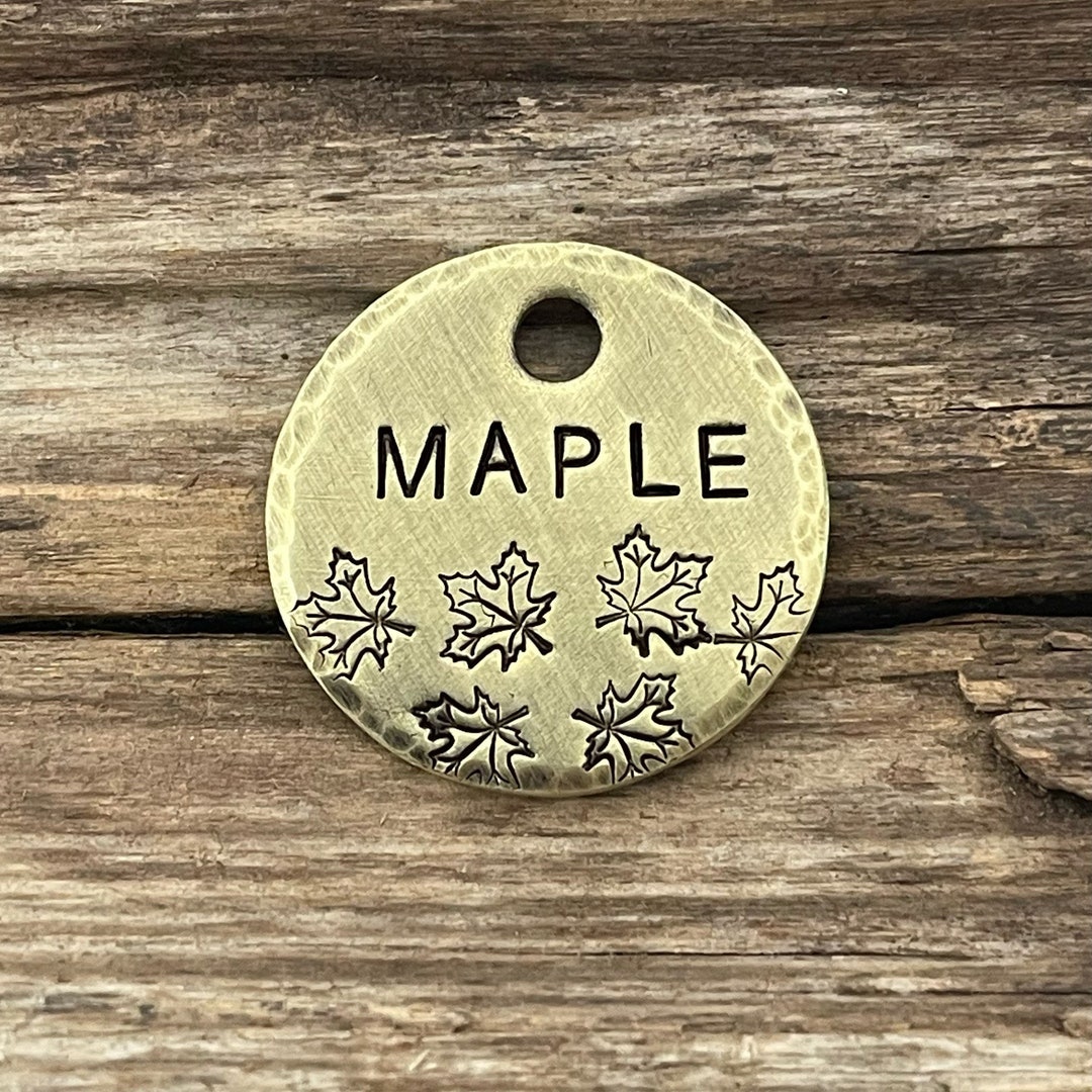 Maple Leaf Dog Tag, Floral Dog Tag, Pet Id Tag, Dog Tags, Dog Collar ...