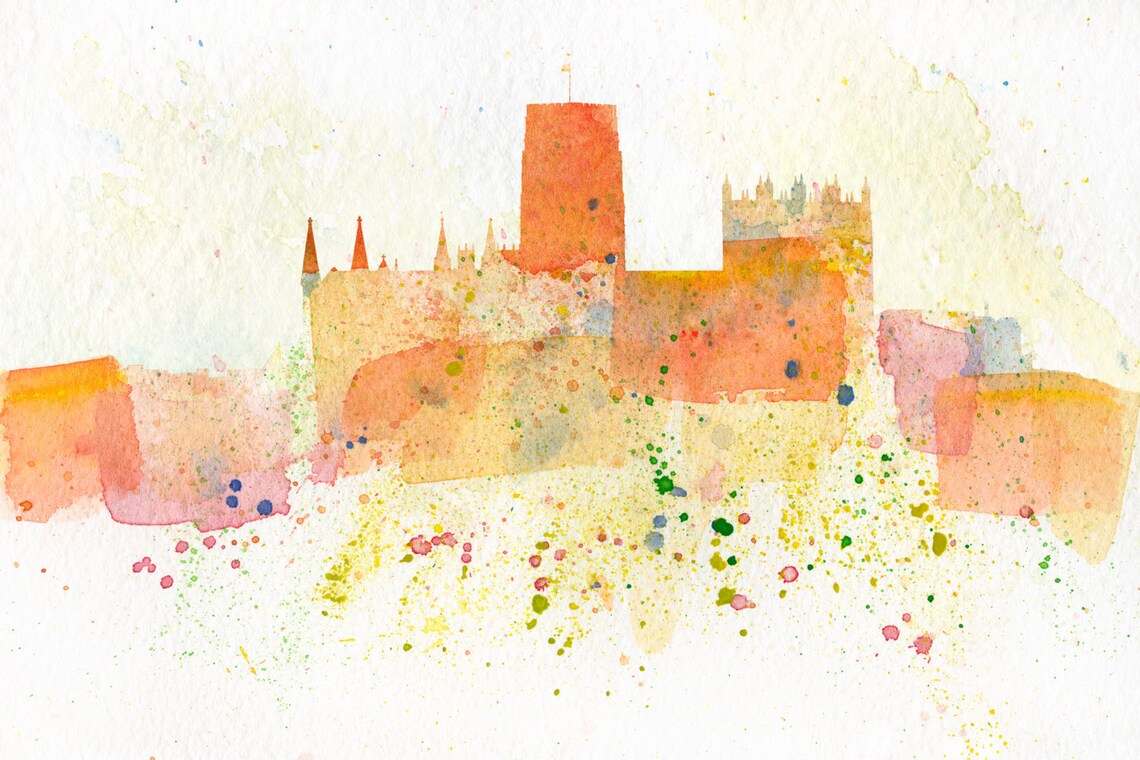 Watercolour Print of Durham Cathedral Durham City Skyline - Etsy