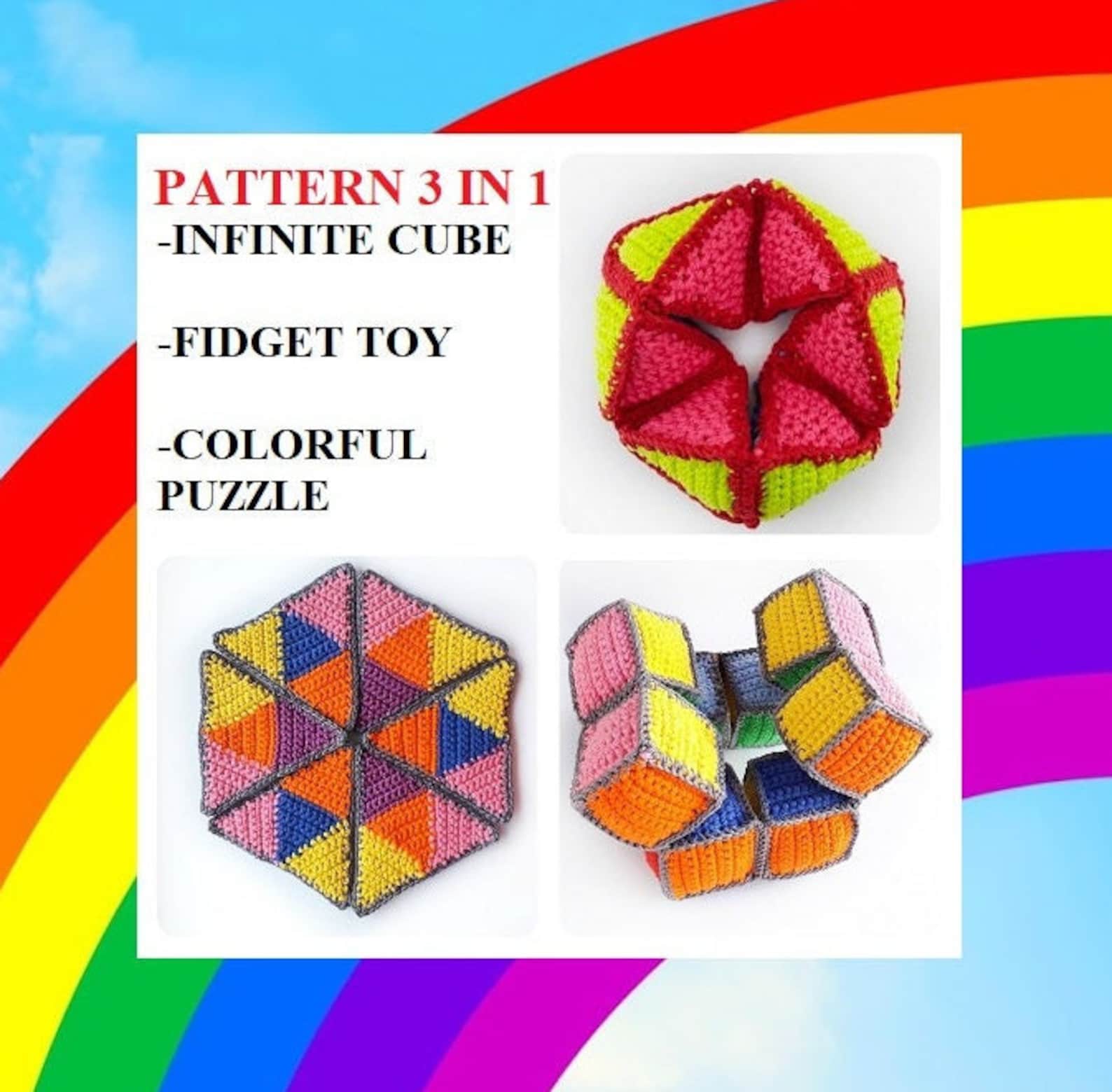 Crochet Pattern Set 3 in 1 Montessori Infinity Cube | Fidget Toy ...