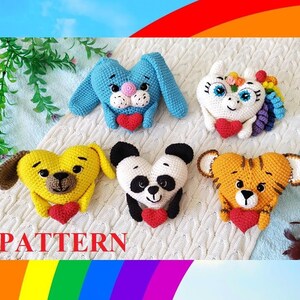 CROCHET Pattern Valentine's Day Animals Amigurumi, Easy Crochet Pattern ...