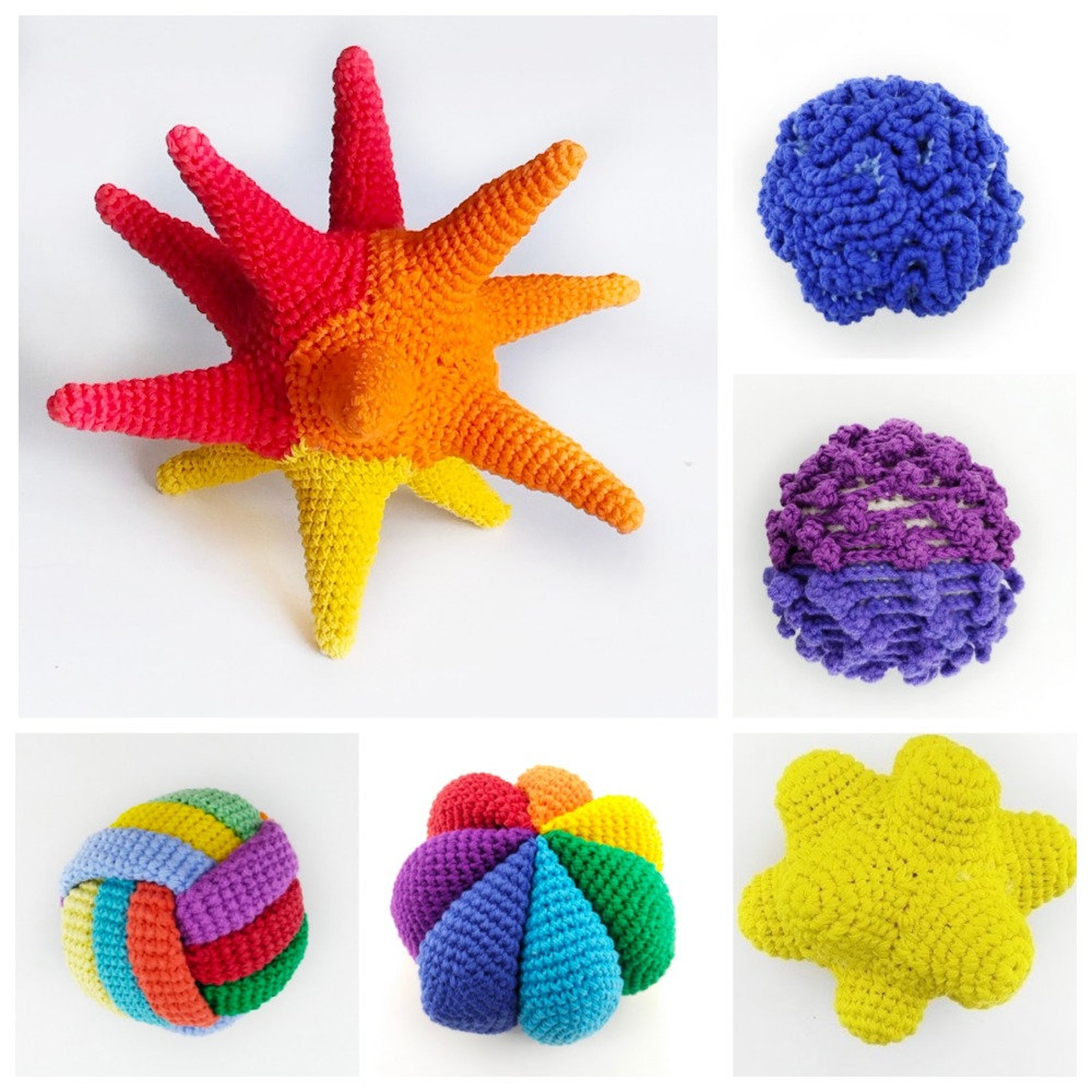 Crochet Patterns Set Sensory Ball, 6 in 1 Crochet Pattern Bundle ...