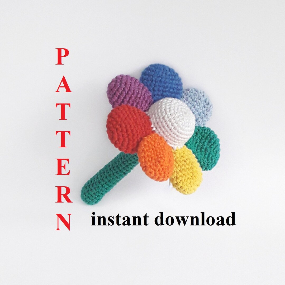 Crochet Pattern Rainbow Toy Baby Rattle Flower Baby Shower Gift Rainbow ...