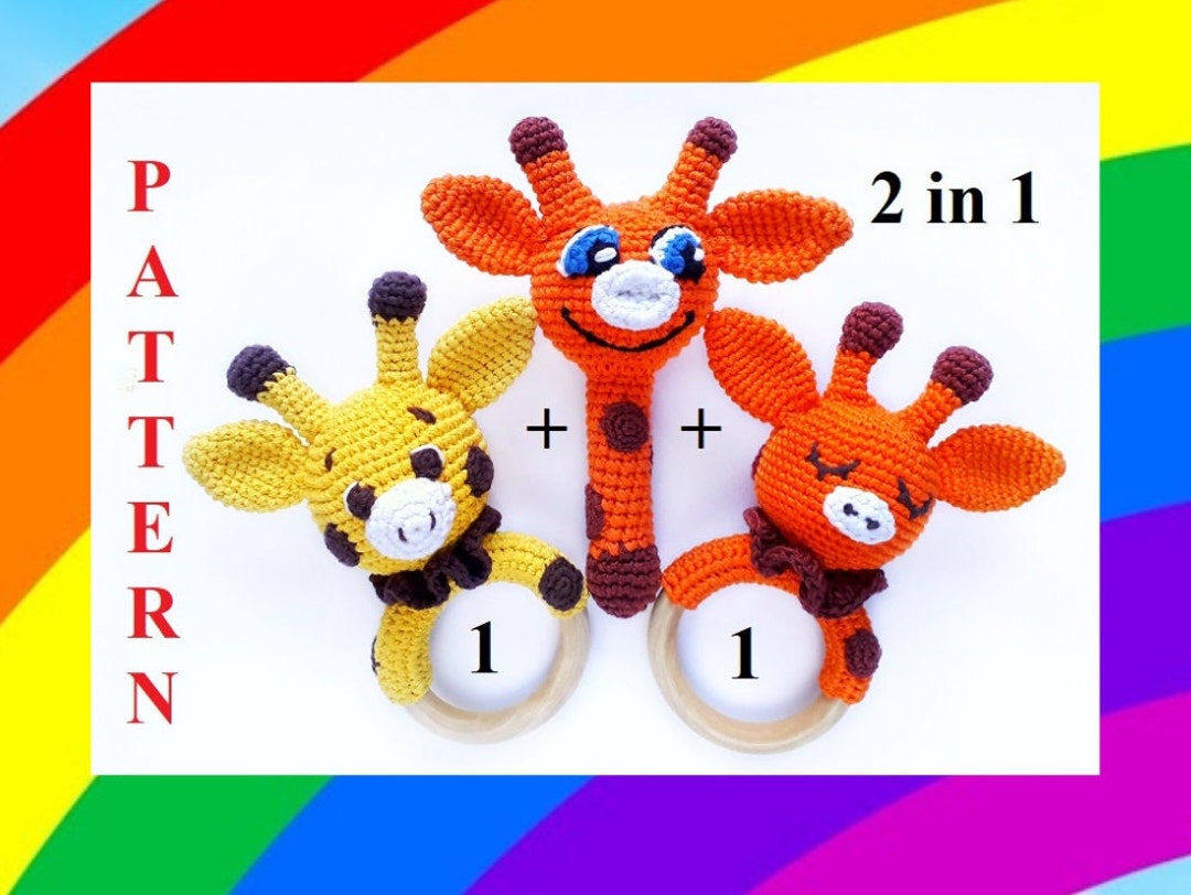 Crochet Pattern Baby Rattle Giraffe, Set Giraffe 2 in 1, Crochet Sewing ...