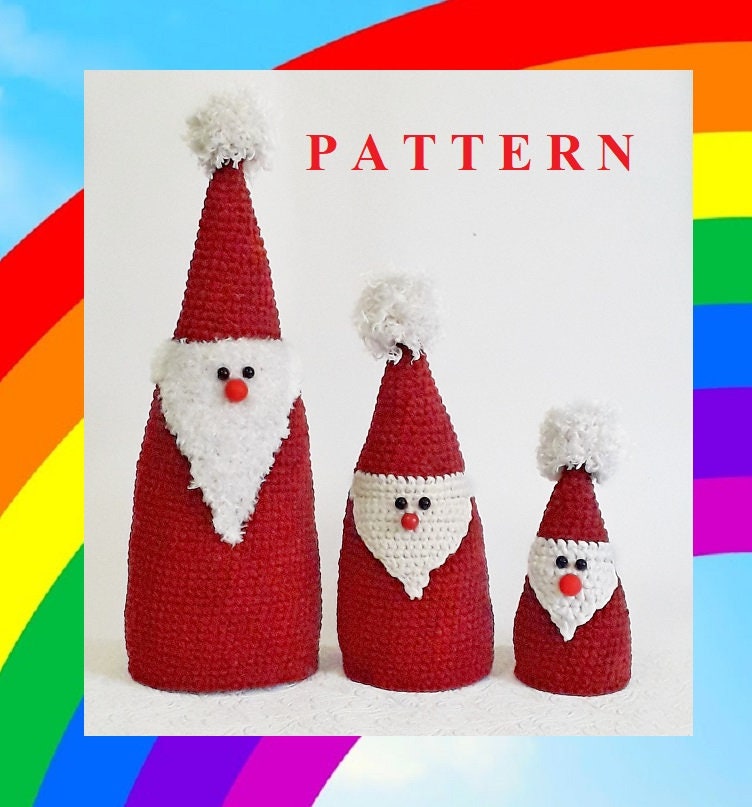 Crochet Pattern Christmas Santa Claus Figurines , Crochet Pattern ...
