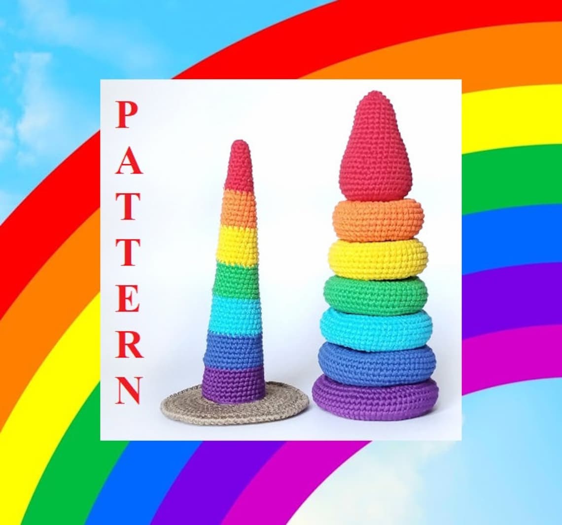 Crochet Pattern Montessori Rainbow Pyramid Stack Toy Pattern - Etsy