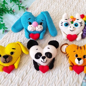 CROCHET Pattern Valentine's Day Animals Amigurumi, Easy Crochet Pattern ...
