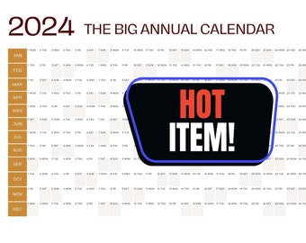 2024 Overall Planner cursive, 2024 Yearly Calendar, Monthly Calendar ...