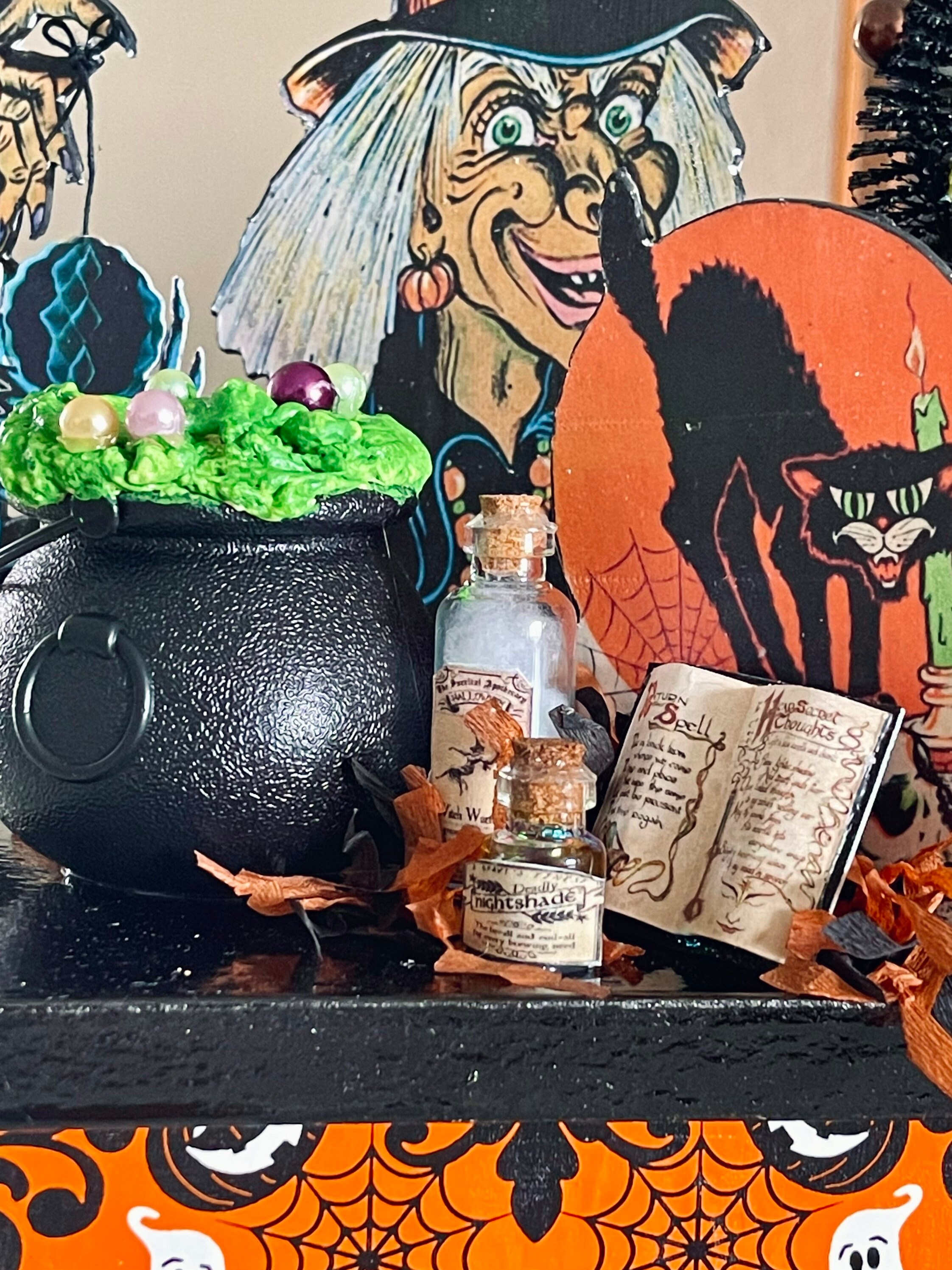 Vintage Inspired Halloween Witch Diorama Etsy