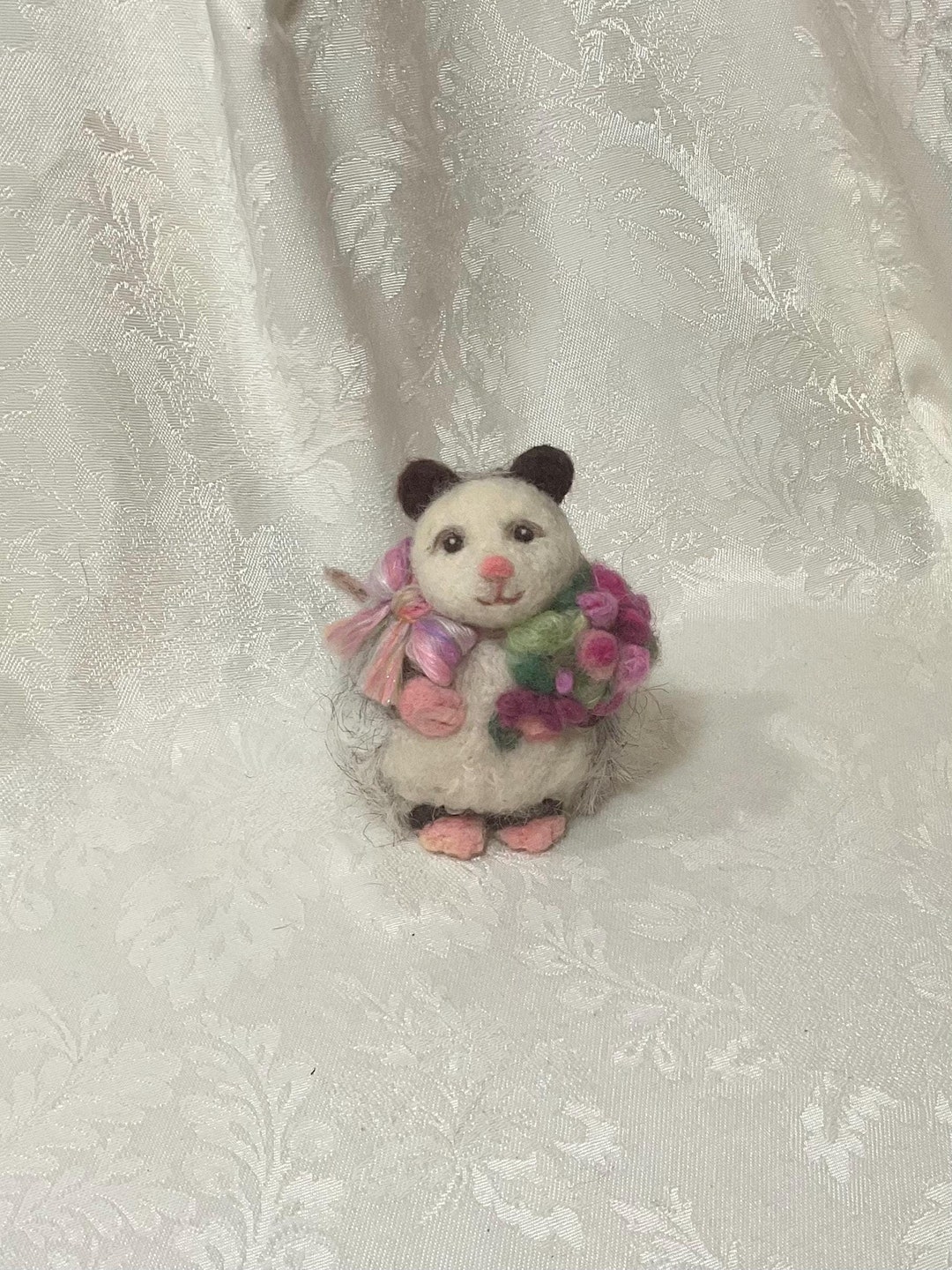 4 Needle Felted Possum of Shaggy Icelandic Wool Holding a Flower ...