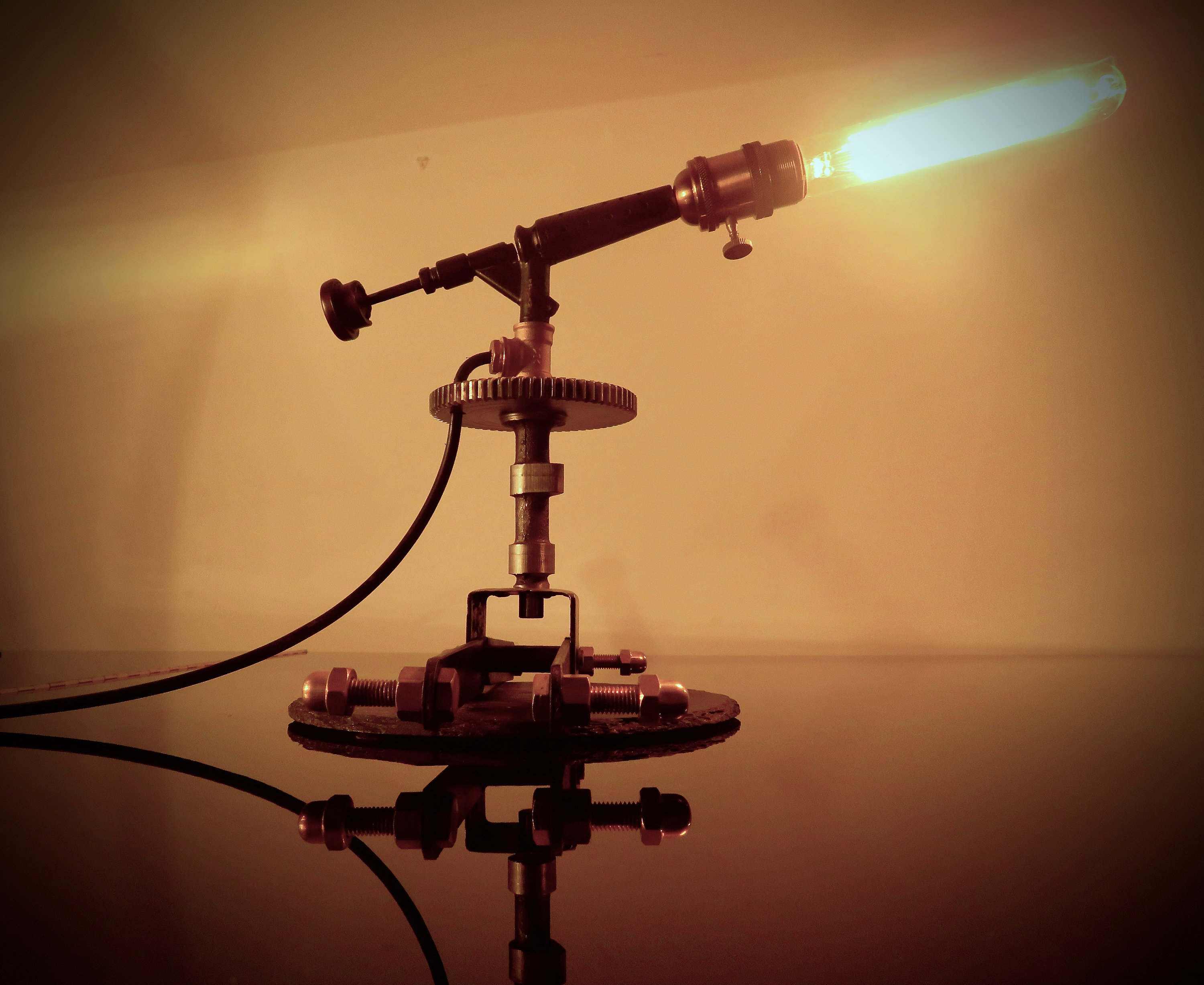 Machine Gun Lamp - Industrial Table Lamp Built From an Ancien Petroleum ...