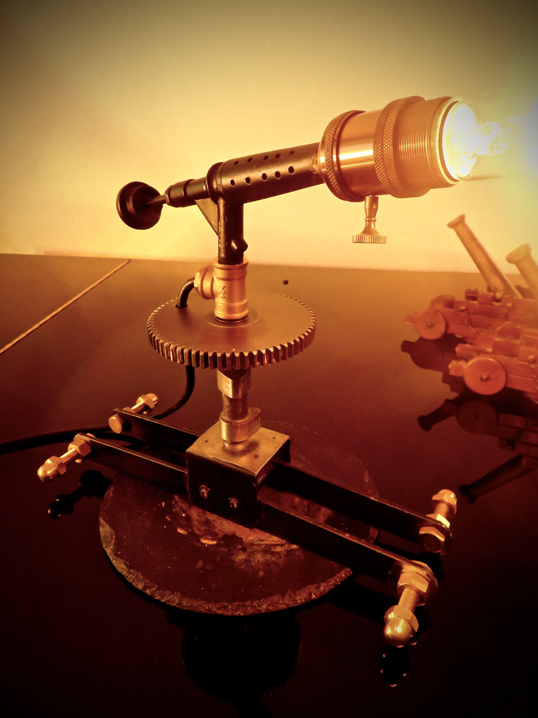 Machine Gun Lamp - Industrial Table Lamp Built From an Ancien Petroleum ...