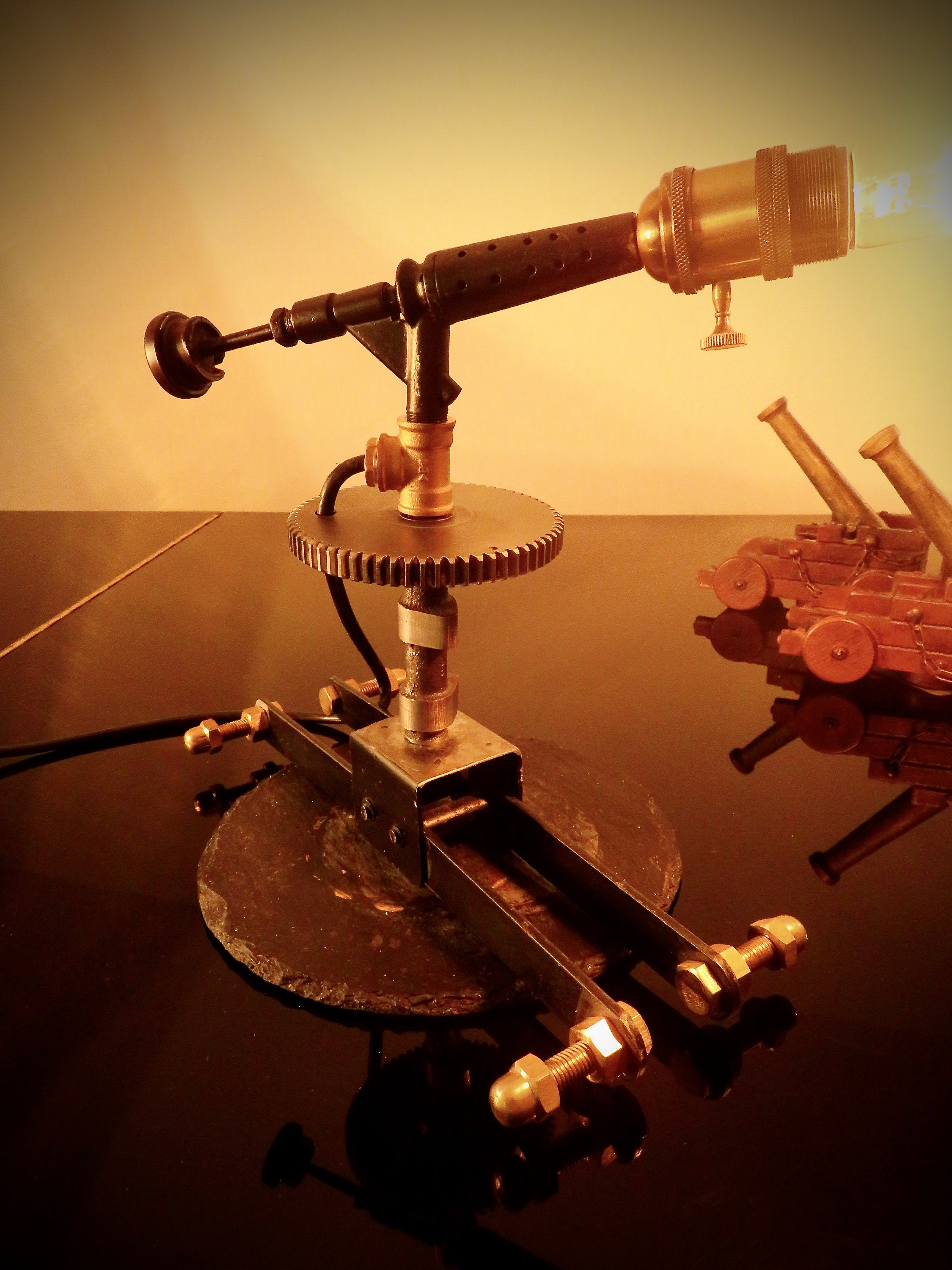 Machine Gun Lamp - Industrial Table Lamp Built From an Ancien Petroleum ...