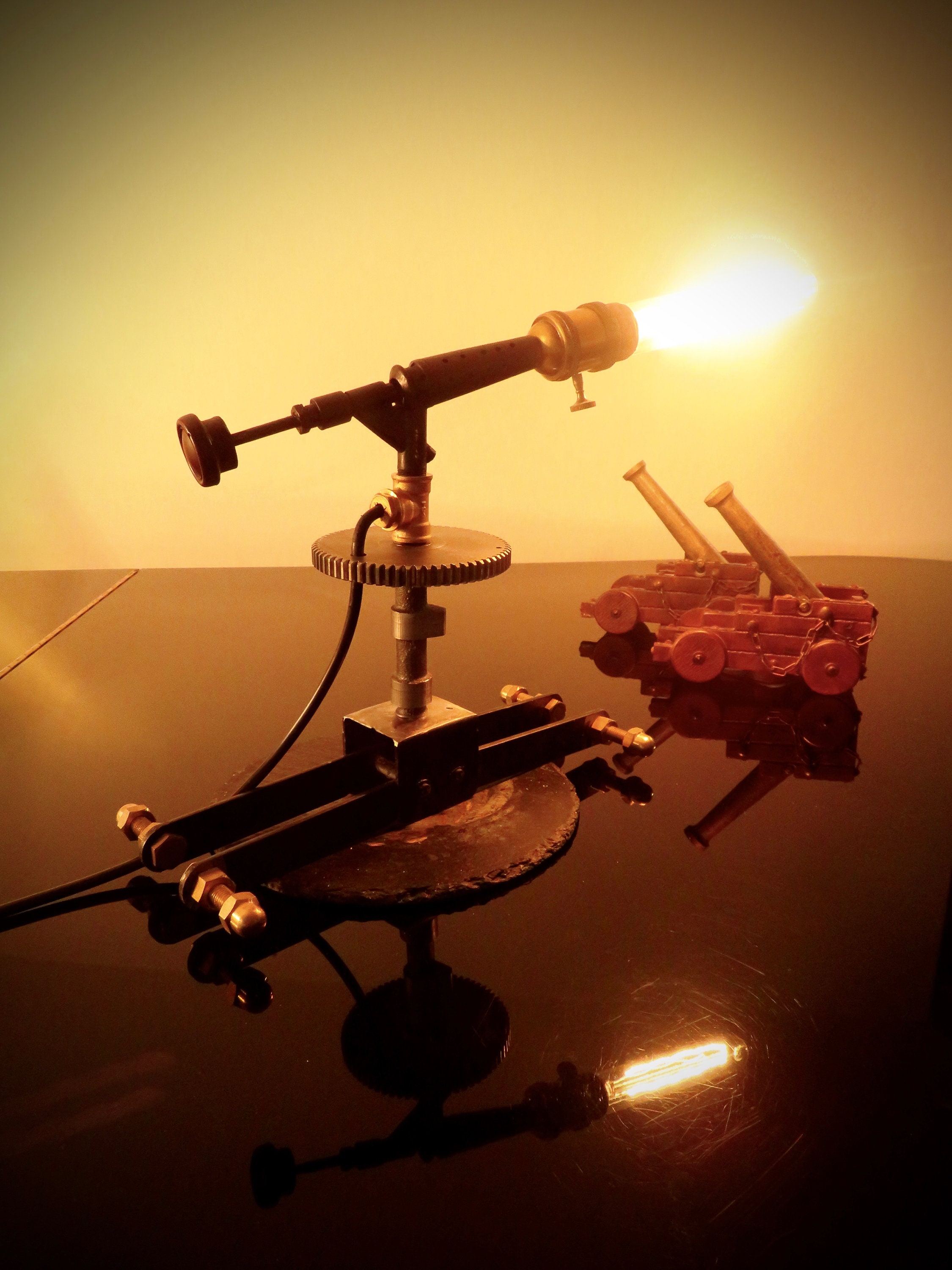 Machine Gun Lamp - Industrial Table Lamp Built From an Ancien Petroleum ...