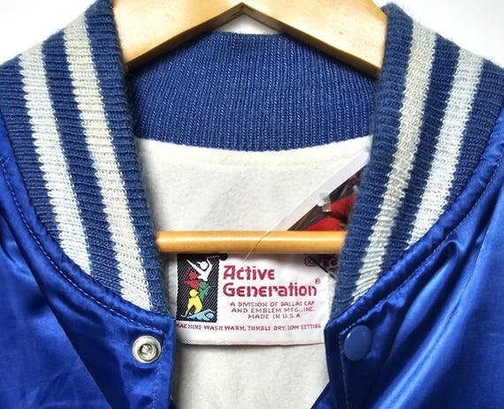 Bright Blue 1980s SATIN Bomber Los Angeles RAMS NFL J… - Gem