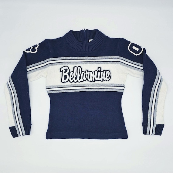 1960s Bellarmine Prep Navy CHEERLEADING Sweater - Gem