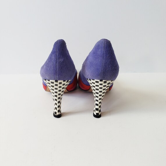 1980s Bright Multi-Color Leather CHECKERBOARD Donald … - Gem