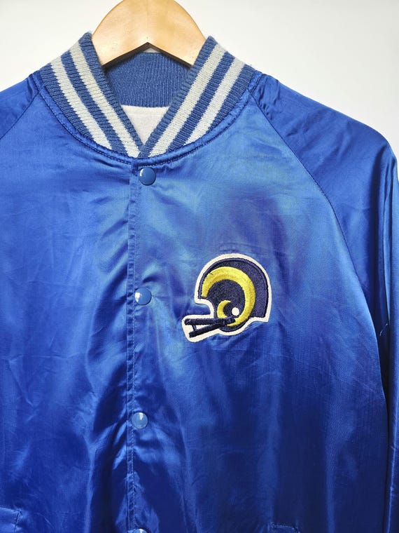 Bright Blue 1980s SATIN Bomber Los Angeles RAMS NFL J… - Gem