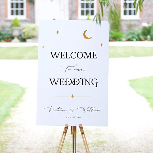 Minimal Celestial Welcome Sign Under the Stars Theme Sign | Etsy