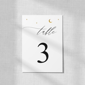 Minimal Celestial Table Number, Under the Moon Reception Décor, Table ...