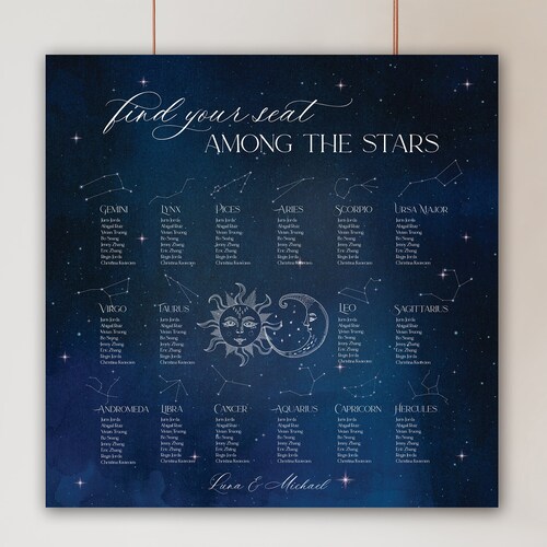 Celestial Zodiac Seating Plan Sun and Moon Sol & Luna - Etsy
