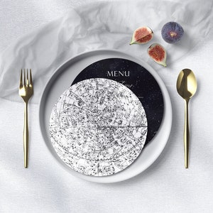 Star Map Menu Zodiac Constellations Round Menu Template - Etsy
