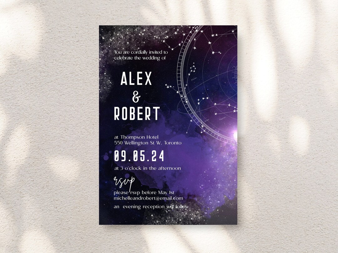 Cosmic Invitation, Starry Night, Galactic Invitation, Astronomy Wedding ...