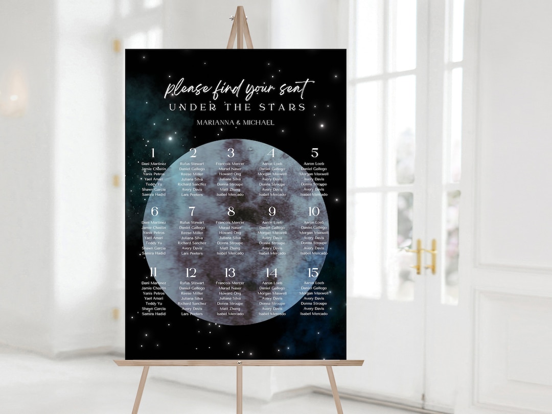 Moon Seating Chart, Starry Galaxy, Watercolor Night Sky, Starry Night ...