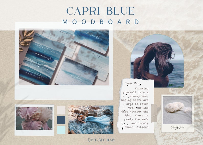 Capri Wedding Invitation, Ocean Blue Invitation, Blue Watercolor ...