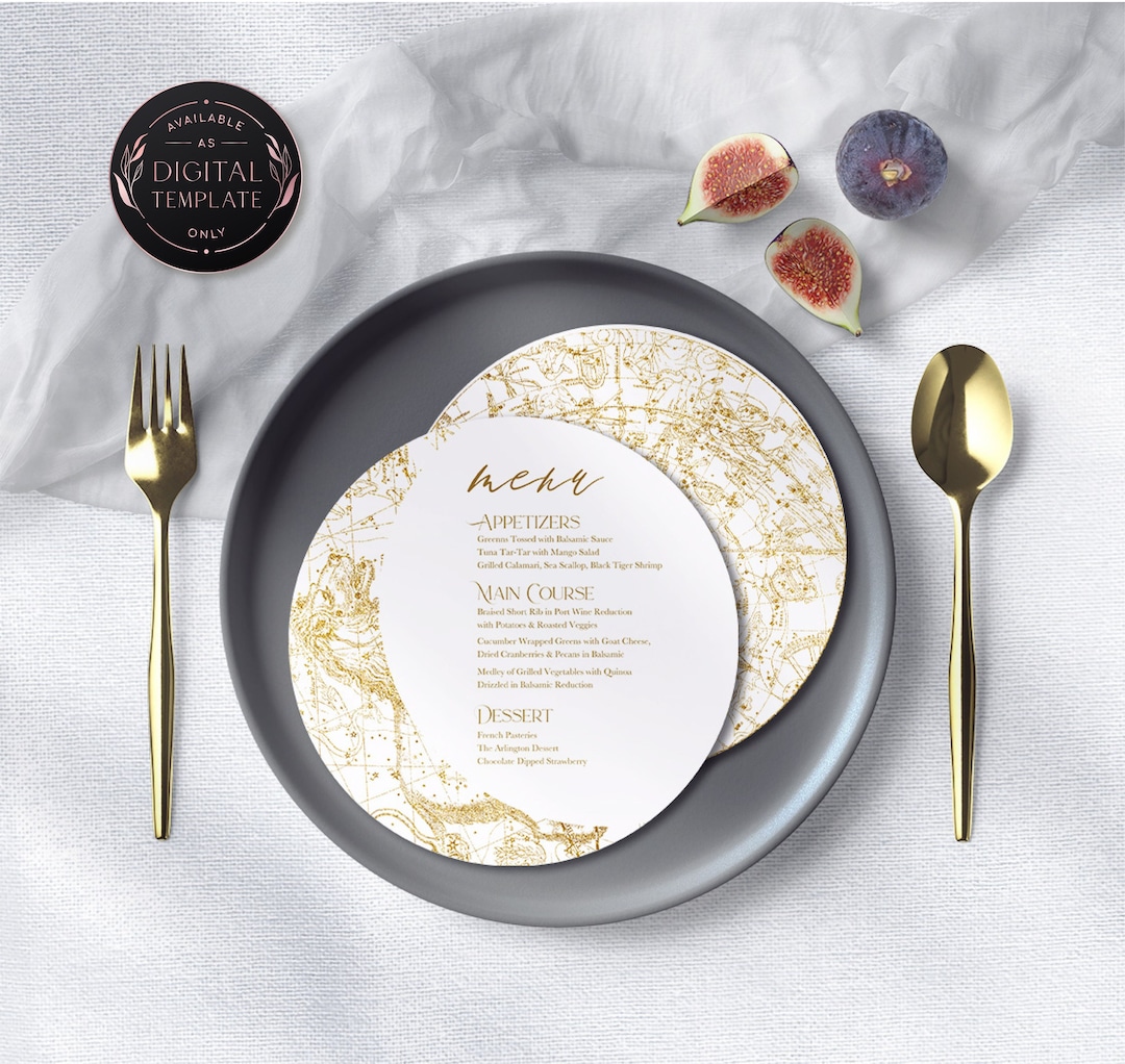 Star Map Menu, Zodiac Constellations, Round Menu Template, Night Sky ...