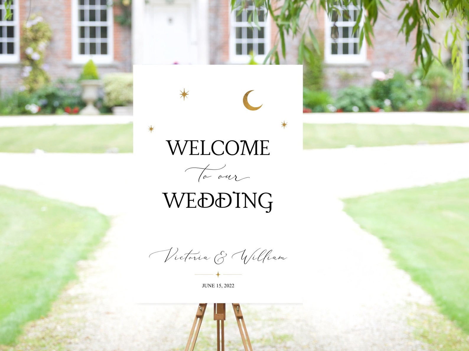 Minimal Celestial Welcome Sign, Under the Stars Theme, Sign With Stars ...