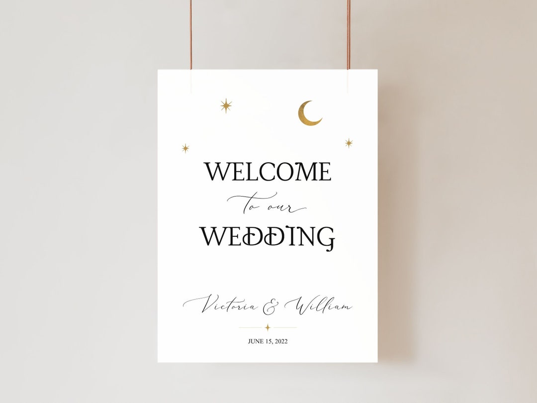 Minimal Celestial Welcome Sign, Under the Stars Theme, Sign With Stars ...