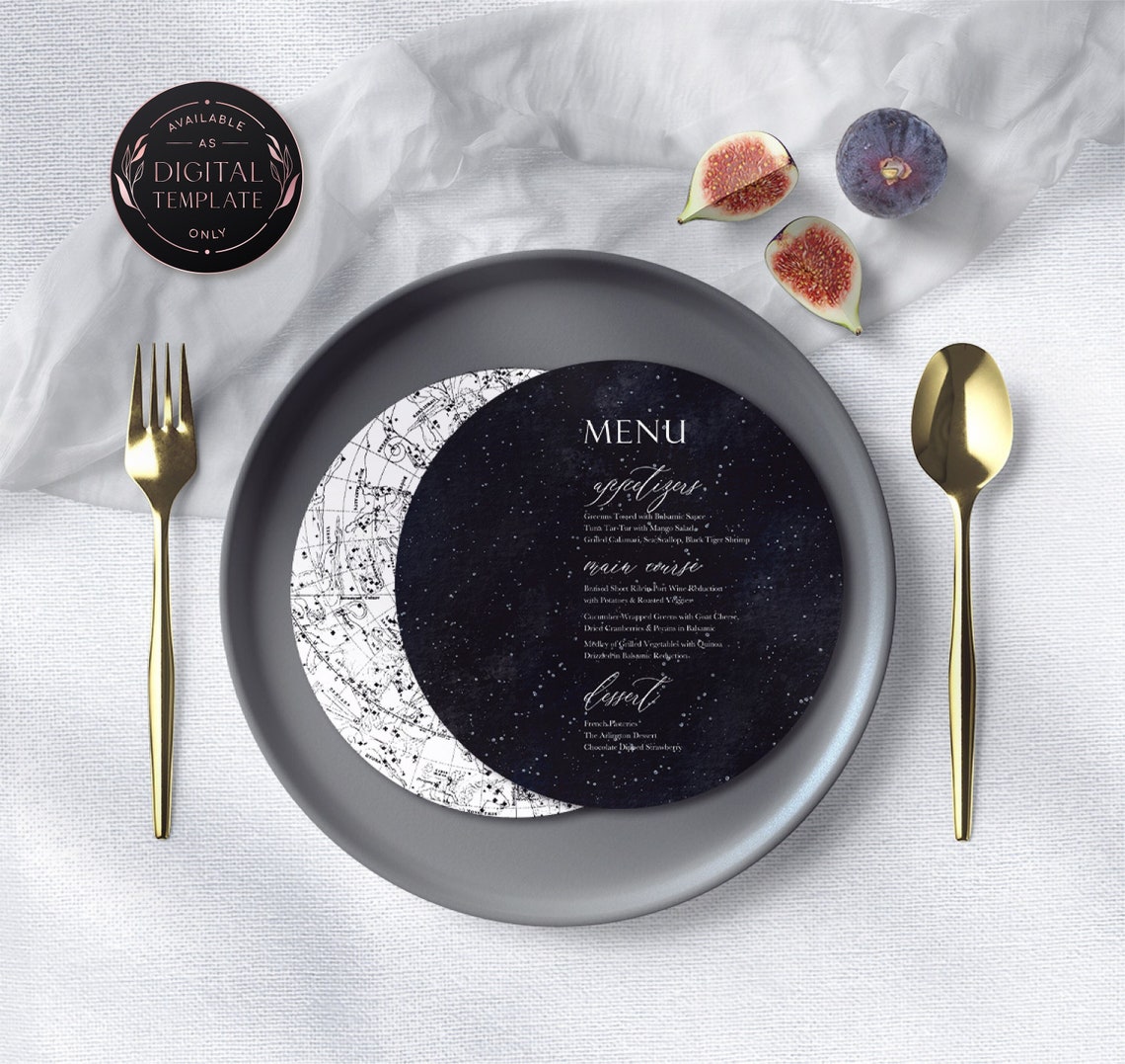Star Map Menu Zodiac Constellations Round Menu Template - Etsy