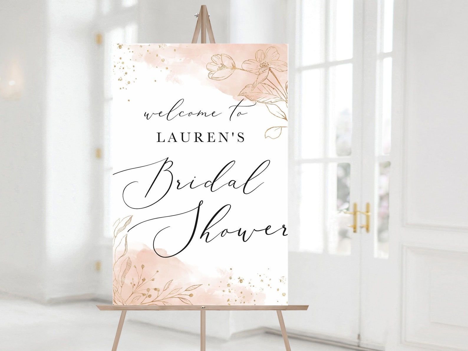 Blush Welcome Sign, Blush & Rose Gold Bridal Shower, Elegant Welcome ...