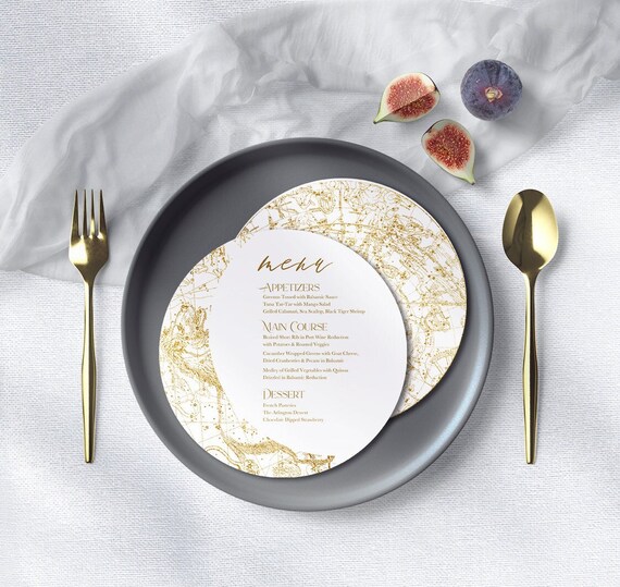 Star Map Menu Zodiac Constellations Round Menu Template - Etsy