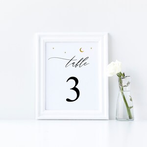 Minimal Celestial Table Number, Under the Moon Reception Décor, Table ...