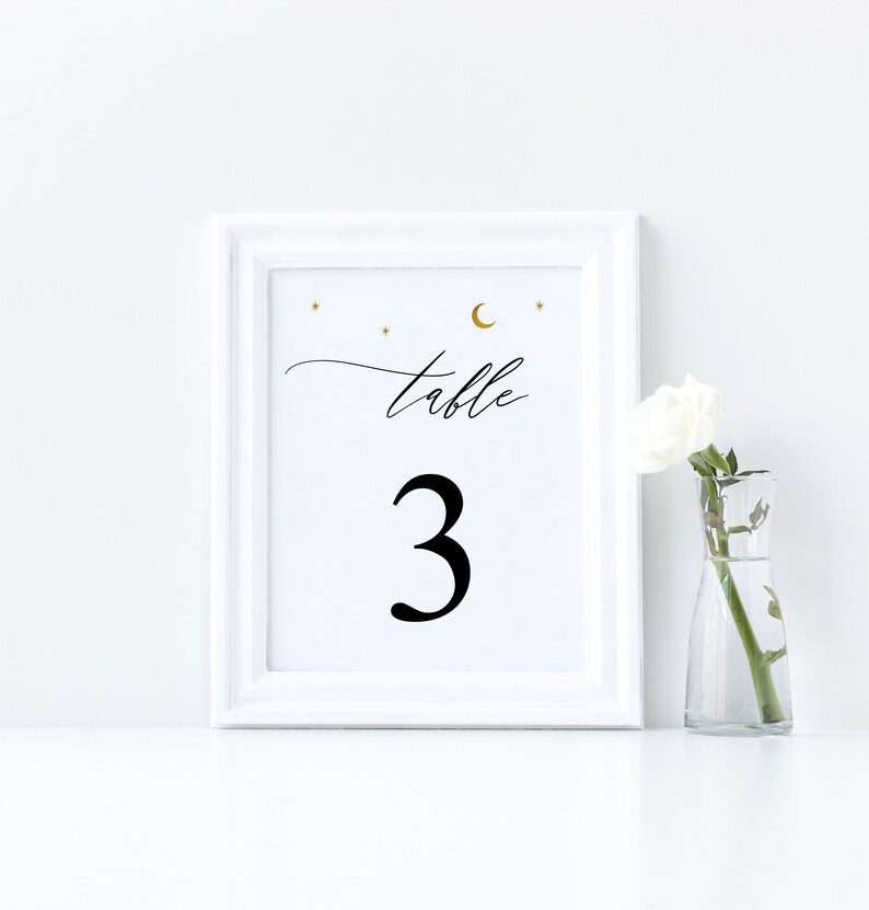 Minimal Celestial Table Number Under the Moon Reception | Etsy