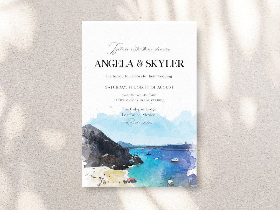Custom Watercolor Wedding Invitation, Watercolour Destination Wedding ...
