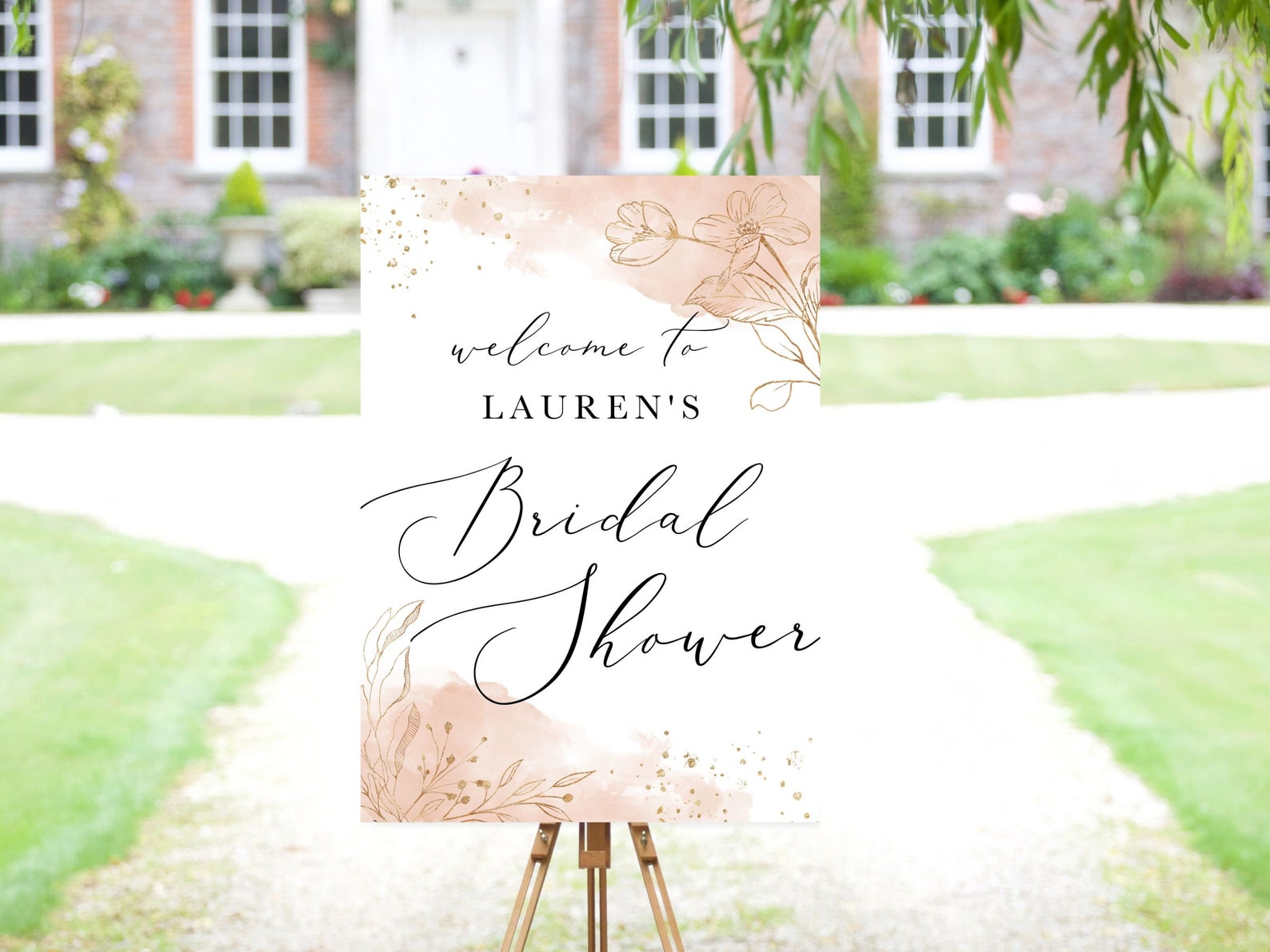 Blush Welcome Sign, Blush & Rose Gold Bridal Shower, Elegant Welcome ...