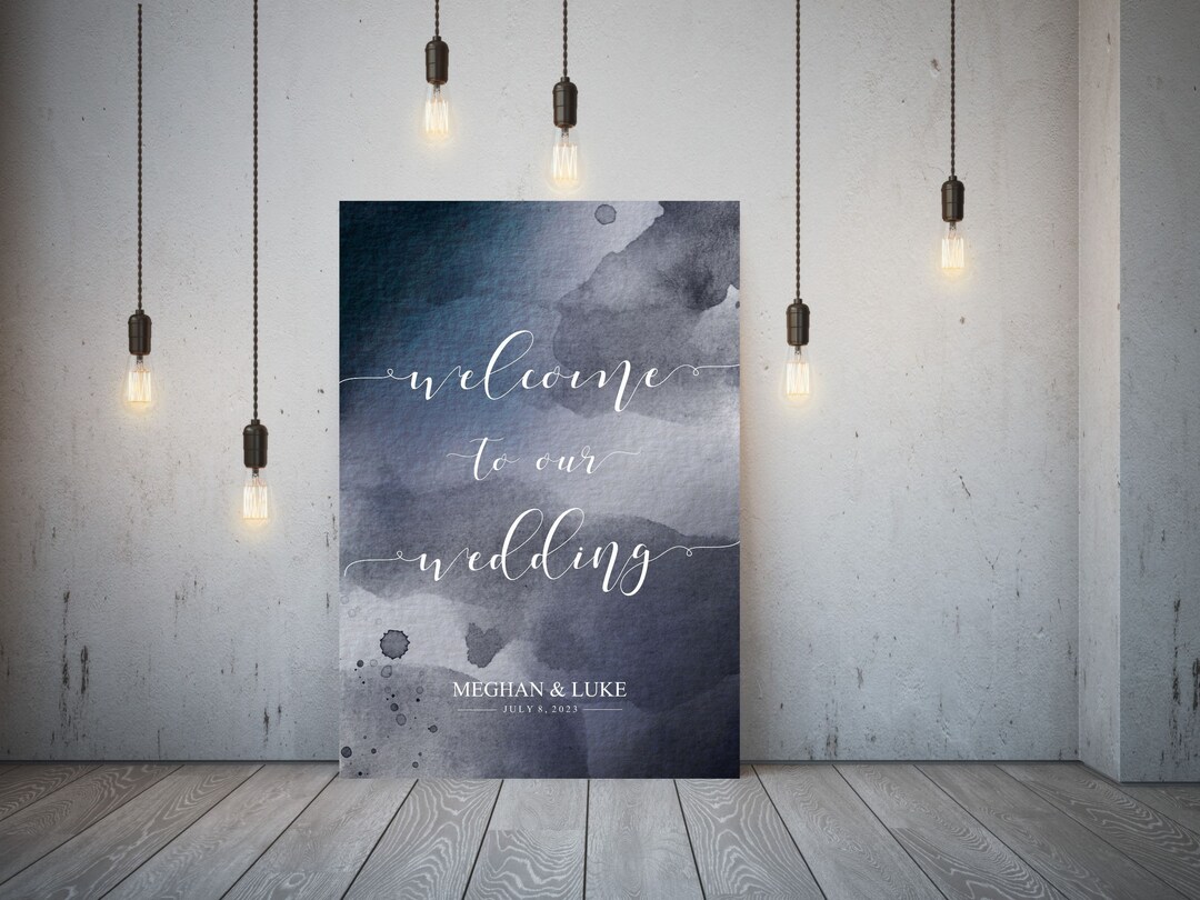 Moody Watercolor Welcome Sign, Dark Moody Wedding Decor, Watercolor ...