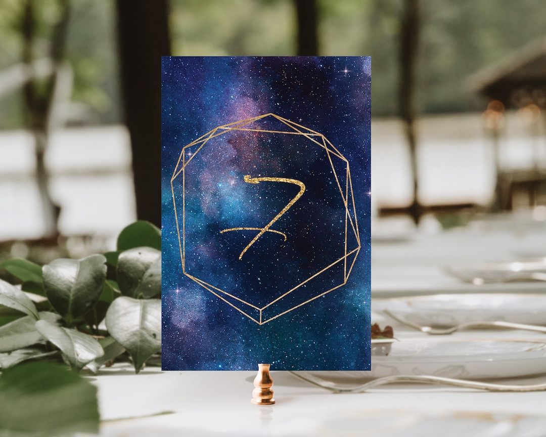 Cosmic Table Number, Elegant Galactic Theme, Star Constellations ...