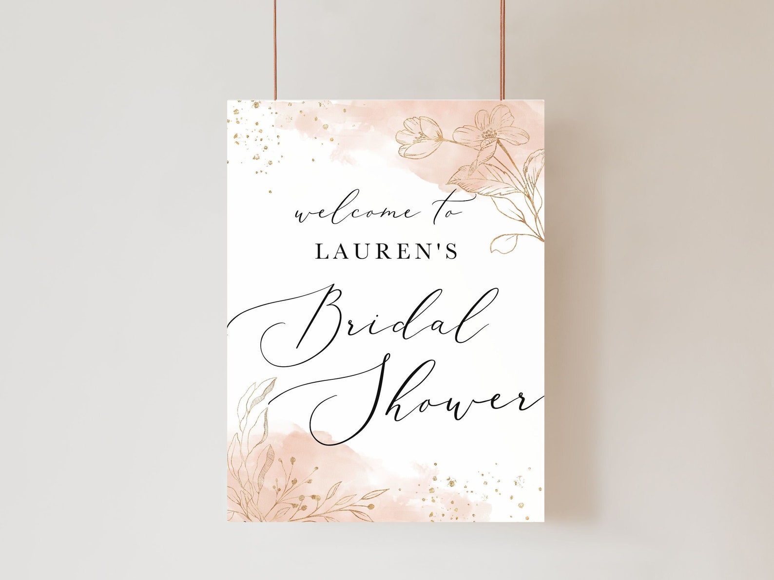 Blush Welcome Sign, Blush & Rose Gold Bridal Shower, Elegant Welcome ...